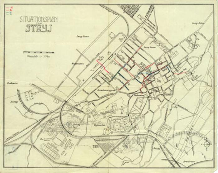 Schematic map of Stryj | Urban media archive